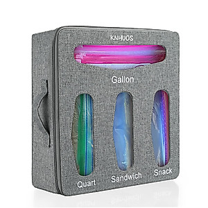 KNHUOS Ziplock Bag Organizer, Plastic Bag Organizer,Baggie Organizer,Sandwich Bag Organizer Compatible With Gallon, Quart, Sandwich & Snack Variety Size Bag (1 Box 4 Slots)