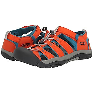 KEEN Newport H2 Closed Toe Water Sandals, Safety Orange/Fjord Blue, 8 US Unisex little kid