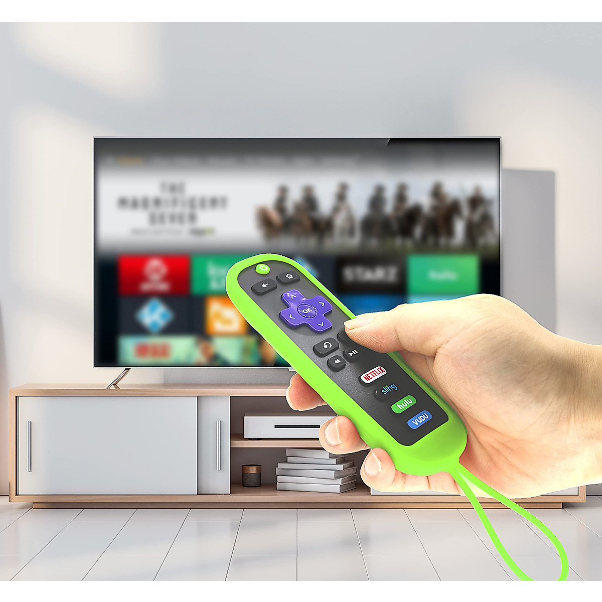 TOKERSE Glow in The Dark Remote Cover Compatible for TCL Roku RC280 RC282 TV Remote - Anti Slip Silicone Protective Cover Case Wrist Strap Compatible with TCL Roku TV Remote Control - Glow Green