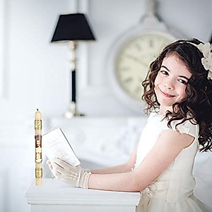 Bread of Life First Holy Communion Hand Decorated Taper Candle, Catholic Gifts for Girls and Boys, Tall Candles, Cirio para Primera Comunion, 9.75 Inches