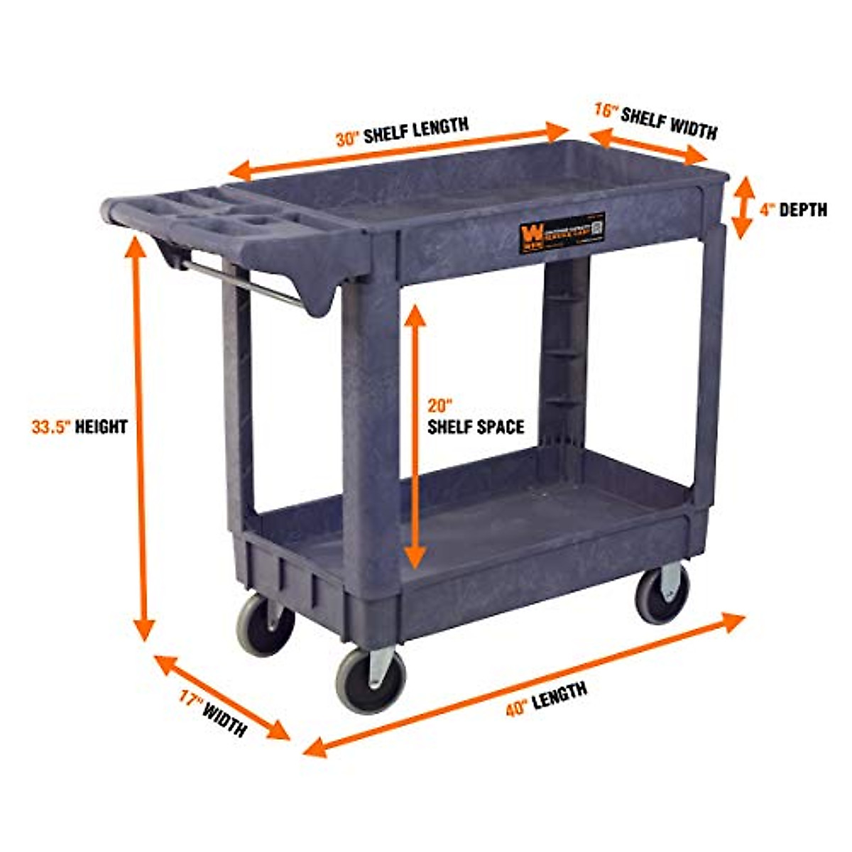 WEN 73002T 500-Pound Capacity 40 by 17-Inch Service Utility Cart & 500-Pound Capacity 46 by 25.5-Inch Extra Wide Service Utility Cart