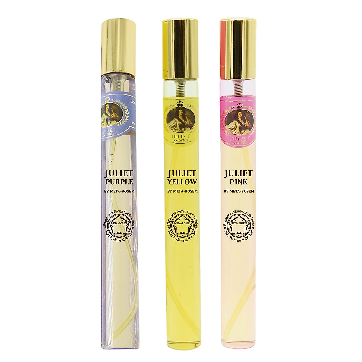 META-BOSEM Purple/Yellow/Pink Travel Size Fragrance for Women, Eau de Toilette Natural Spray, Wonderful Gift, Daytime and Casual Use, for all Skin Types, total 3.4 Fluid Ounce/105 Ml (Pack of 3)