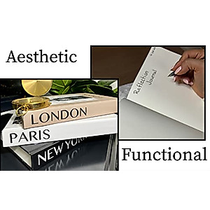 3 Piece Modern Stylish Decorative Book Stack, Blank Fashion Design Book Set of 3, Display Books for Coffee Tables/Shelves, desks, Blank Pages for Notes, Sketches, Diary(Paris/New York/London)