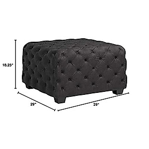 Great Deal Furniture Melvek Modern Glam Button Tufted Velvet Ottoman, Gray and Dark Brown