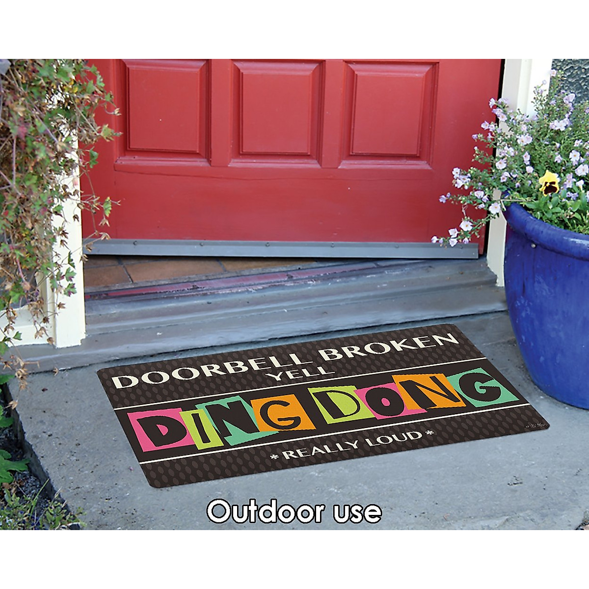 Toland Home Garden 800433 Ding Dong Doorbell Funny Door Mat 18x30 Inch Welcome Outdoor Doormat for Entryway Indoor Entrance