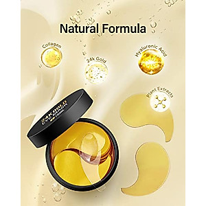 Komoko 24K Gold Under Eye Patches (60 Count), Skin Care, Golden Under Eye Mask Anti-Aging Collagen & Amino Acid, Eye Mask for Removing Dark Circles, Puffiness and Wrinkles, Refresh Your Under Eye Skin
