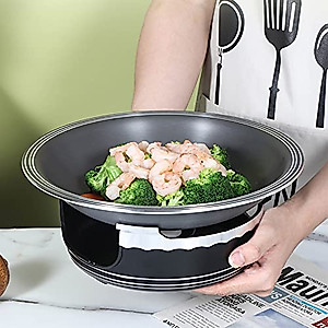 Chafing Dish Party Buffet Aluminum Alloy Non Stick Pan, Household Food Warmers Servers Tray with Fuel Holders, for Meat Vegetable Seafood Lobster Fish Head Bullfrog Pot,23cm