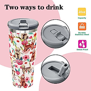 Goldendoodle Tumbler - Dog Lovers Gifts for Women- with Handle and Straw, Stainless Steel Vacuum Insulated Flip Straw 30 oz - Spill Proof Coffee Travel Mug Goldendoodle Lovers Gifts