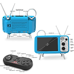EASEGMER Retro Handheld Emulator Game Console with 5000 Classic Video Games, 4.0Inch Screen, Supports TV Connection and Two Players, Blue