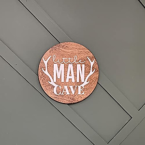 Little Man Cave, 12" Wood Wall Sign for Nursery, Bedroom, Living Room, Rustic Home Decor, Crib Decorations, Woodland Aesthetic, Gift for Newborn Boys, New Mom, Handmade, Hickory Hollow Designs