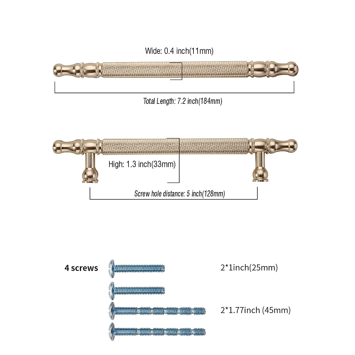 KNOKLOCK 10 Pack 5 Inch(128mm) Kitchen Cabinet Handles Gold Knurled Cabinet Pulls Kitchen Cabinet Hardware Drawer Pulls for Dresser Cupboard Wardrobe