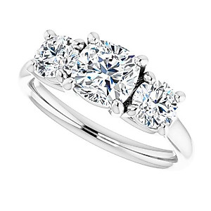 Moissanite Ring 10K Solid White Gold Handmade Engagement Ring 1.0 CT Cushion Cut Moissanite Diamond Three Stone Wedding/Bridal Rings for Women/Her Proposes Rings By Rivaan Jewel (8)