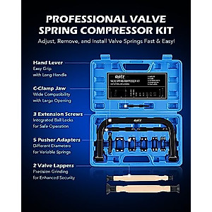 Orion Motor Tech Valve Spring Compressor | 10 Piece Spring Clamp Tool Kit with C Clamp, Collet Pusher Adapters, Extension Rods, and Lever for Car, Motorcycle, ATV, and Small Engine Repairs