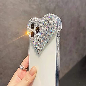 MOSEZA Compatible with iPhone 13 Pro Max case,Luxury Bling Rhinestone 3D Diamond Love Case Cute Glitter Sparkle Soft Silicone TPU Case Cover for Women Girls