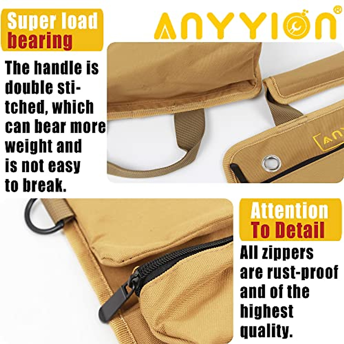 Anyyion Tool Bag, Heavy Duty Roll Up Tool Organizer With 6 Tool Pouches For Mechanic, Carpenter, Electrician & Hobbyist