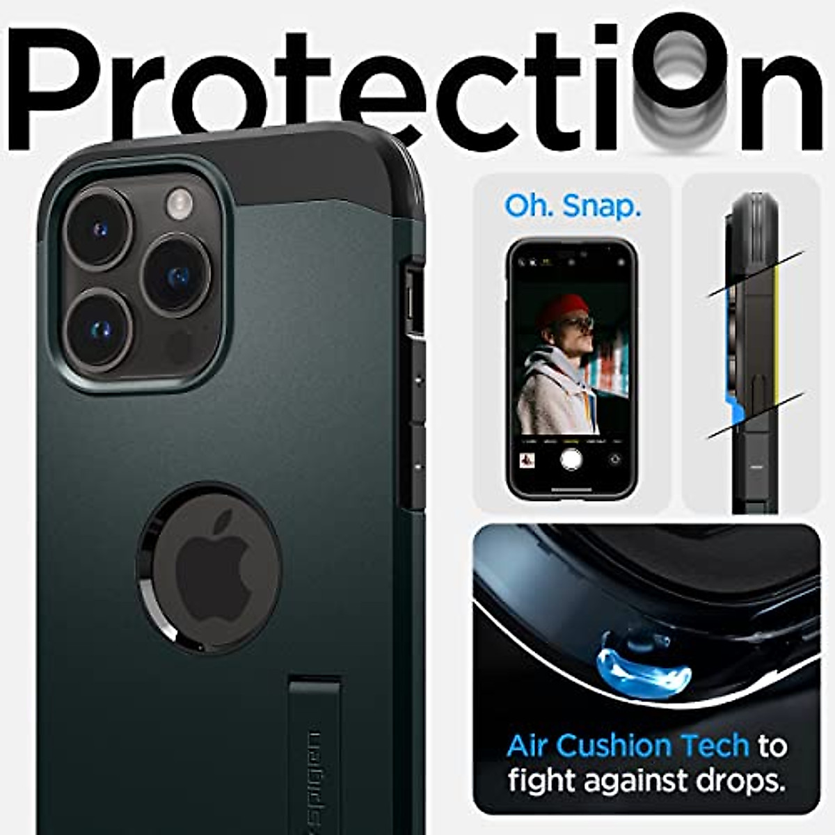 Spigen Tough Armor MagFit Designed for iPhone 14 Pro Max Case (2022) [Kickstand] [Military-Grade Protection] Compatible with MagSafe - Abyss Green