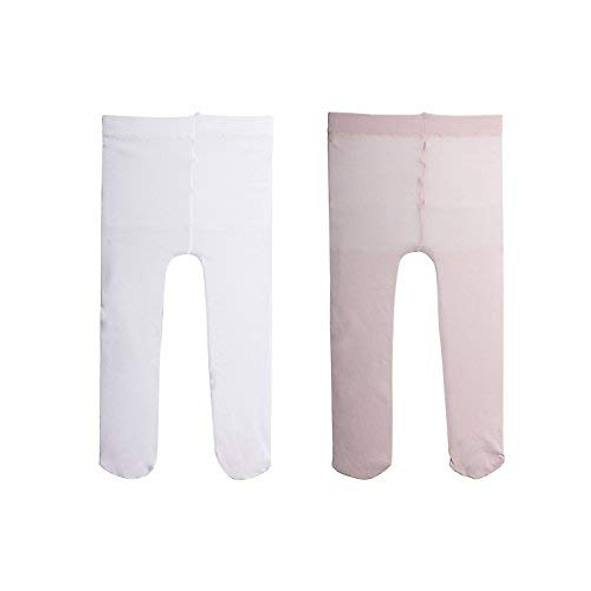 CALZITALY 2 Pairs - Baby Girl Plain Microfibre Semi Opaque Pantyhose | Newborn Pantyhose | 40 Den | 3 To 24 Months | Italian Hosiery | (12 Months, 1 Pair White + 1 Pair Pink)