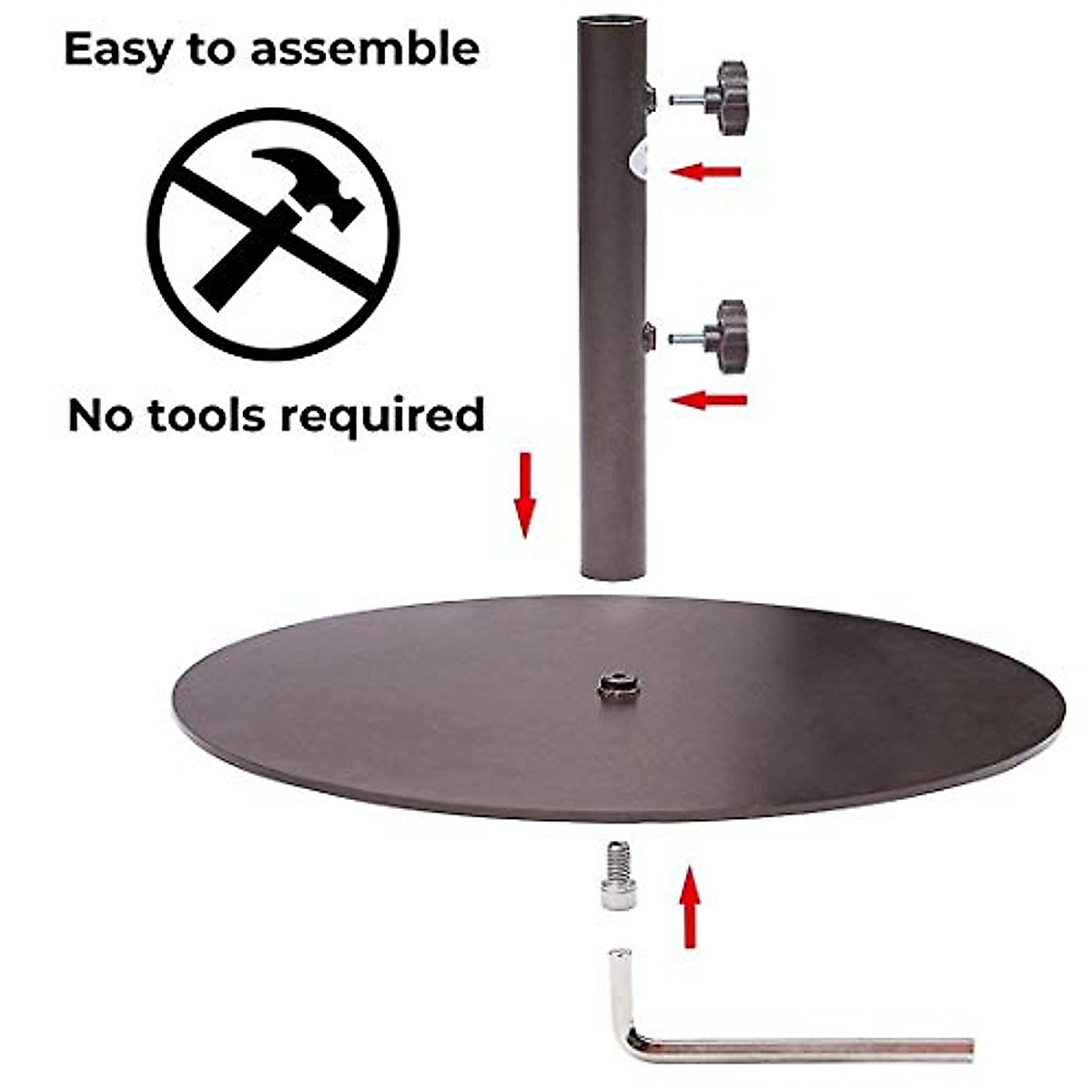 Abba Patio 55 lb Patio Umbrella Base Heavy Duty Round 28 inch Diameter Steel Outdoor Market Umbrella Base Stand for Deck, Lawn, Garden, Pool, Brown