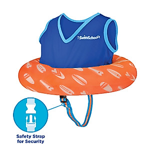 SwimSchool Deluxe Swim Trainer – Heavy Duty Toddler Swim Vest Floatie – Comfortable Sweater-Fit Design with Adjustable Safety Seat – Berry/Blue