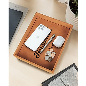 HofferRuffer Faux Leather Jewelry Tray Gifts for Husband, Valet Tray Storage Vanity Tray Desktop Organizer Holder for Storing Jewelry, Keys, Change, Wallet, Phone, Glasses (Best Husband Ever)