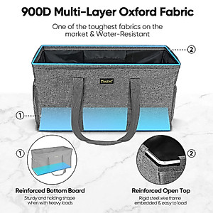 BALEINE Extra Large Utility Tote Bag with Wire Frame for Storage (Gray, 1-Pack)