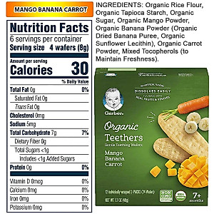 Gerber Organic Teethers Variety Pack, 1 Mango Banana Carrot, 1 Blueberry Apple Beet, 2 CT