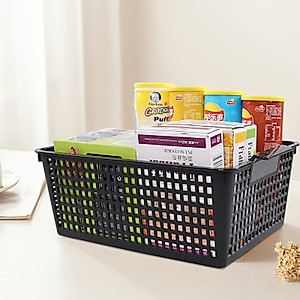 Joyeen 3 Packs Large Organizer Baskets Bins, Plastic Storage Basket (Black)
