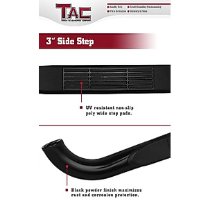TAC Side Step Fit 1997-1998 F150/F250LD Super Cab 3 Door / 1999-2003 F150/F250LD Super Cab 4 Door (Incl. 04 Heritage) 3" Black Side Step Nerf Bars Step Rails Running Boards 2Pcs