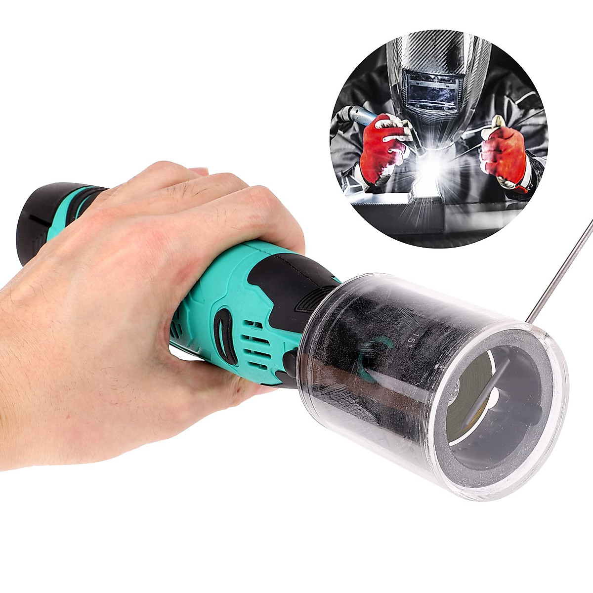 3mirrors Cordless Tungsten Electrode Sharpener Grinder TIG Welding w/ 6-Speed Rechargeable Rotary Multi Tool 24 Guides Multi-Angle w/Healthy Dust Cover, Charger, 5 Pro Diamond Wheels, 2 CNC Mandrels