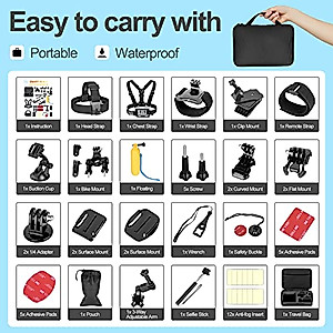 EMART Action Camera Accessories Kit for Gopro Hero 11 10 9 8 7 6 5 4 3+, 53 in 1 Go Pro Black Bundle, Mount Set for Go Pro Fusion Silver Max Session, Akaso, DJI Osmo