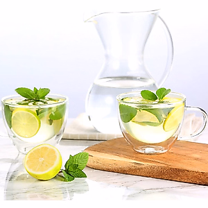 ecooe Double Walled Glass Coffee Mug 12 oz Latte Cappuccino Cups Set of 2, Clear Glass Coffee Cups with Handle, 350 ml Insulated Coffee Cup Borosilicate Heat Resistant Glass Coffee Mug Tea Cup