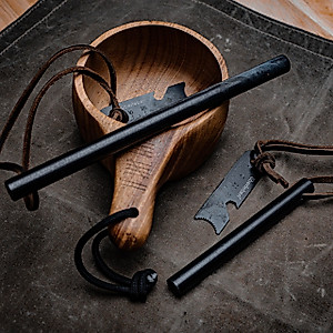 überleben Ferro Rod Fire Starter for Survival w/Multi-Tool Fire Striker, Lanyard - 8" Long, 1/2" Thick Fire Steel, 20,000 Strikes - Waterproof Flint and Steel - Camping Fire Starter Rod