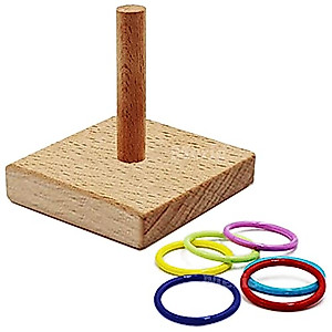 Meric Bird Tabletop Toy with 6-Pc Multicolor Stacking Resin Ring, Interactive Wood Play Gym for Small Birds, 1-Pc Set per Pack