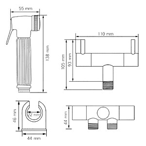JIYTG Handheld Toilet Bidet Sprayer Set Kit Toilet Bidet Sprayer Head Toilet Spray Gun Attachment Brass Cold Water Double Handle with Hose Bidet Shower for Toilet