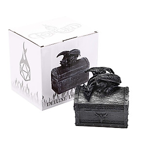 Forged Dice Co. Deluxe Dragon Dice Storage Box with Custom Foam Insert - Holds up to 6 Sets of Polyhedral Dice or 42 Individual Dice - Treasure Chest for Dungeons And Dragons Dice - Great DnD Gifts