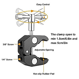 Camera Super Clamp Mount with Ball Head Mount Hot Shoe Adapter with 1/4 Thread for GoPro Hero 10 9 8 7 6 5 4,DJI Action Cameras, LCD Field Monitor LED Lights 360°Motorcycle Camera Mount