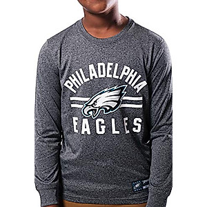 Ultra Game NFL Boys Super Soft Supreme Long Sleeve T-Shirt, Philadelphia Eagles, Heather Charcoal, 18-20