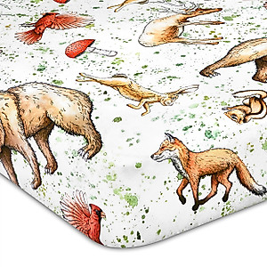 Woodland Animals Design Crib Sheet | Jersey Knit Cotton | Forest Creatures