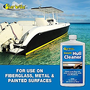 STAR BRITE Instant Hull Cleaner - Easily Remove Stains, Scum Lines & Grime for Boat Hulls, Fiberglass, Plastic & Painted Surfaces - Wipe On, Rinse Off Formula - 128 Ounce Gallon (081700)