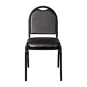 Flash Furniture HERCULES Commercial Grade 500 LB. Capacity Dome Back Stack Chair - Black Vinyl Upholstery - Black Metal Frame - Built-In Handle