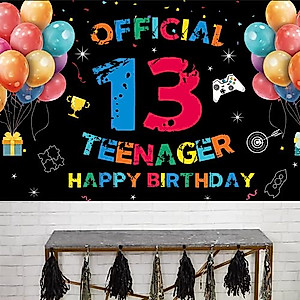 13th Official Teenager Backdrop 13th Birthday Decorations for Boys Girls 13 Year Old Birthday Party Decorations Banner Thirteenth Party Yard Sign Photo Booth Props Decor Fabric 6x4ft