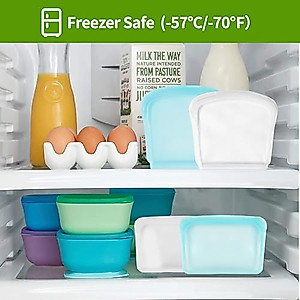 KVK Silicone Reusable Food Storage Bags, 4 Pack Heavy Duty Leakproof Ziplock Bags, Oven, Microwave & Dishwasher Safe, 100% Food Grade Silicone