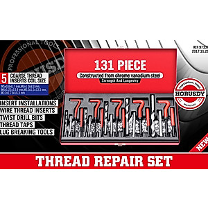 Metric Helicoil Thread Repair Kit: 131-Piece Heli Coil HSS Drills Inserts Taps & Tools M5 M6 M8 M10 M12 Automotive Engine Spark Plug Cylinder Insertion Rethreading Tools Universal Rethread Restorer