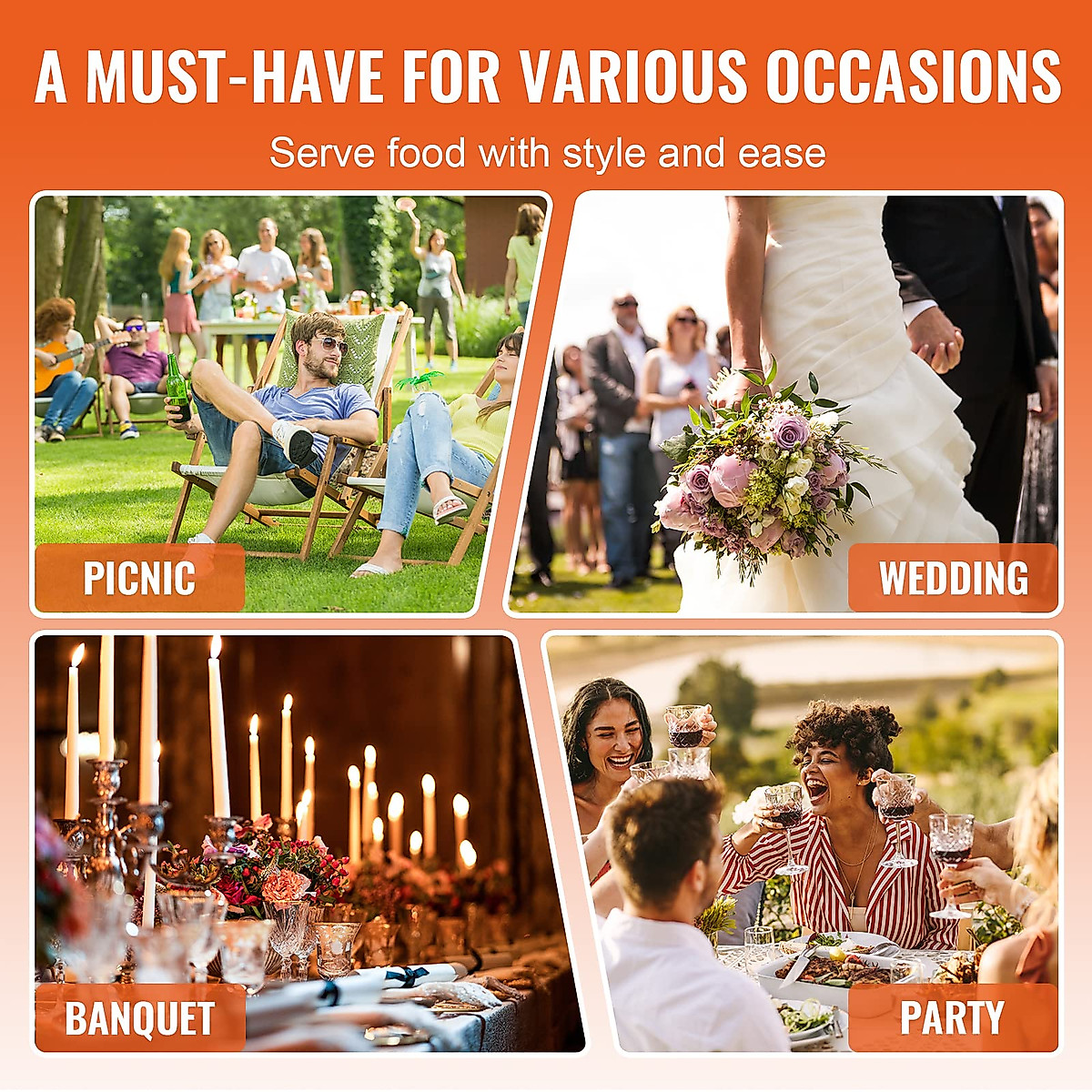 VEVOR Roll Top Chafing Dish Buffet Set, 9 Qt, Stainless Steel Chafer with 2 Half Size Pans, Rectangle Catering Warmer Server with Visible Lid Water Pan Stand Fuel Holder Clip, for at Least 9 People