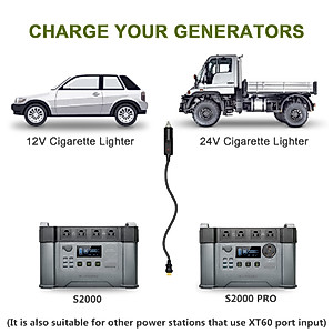 ALLPOWERS Car Cigarette Lighter to XT60 Power Pole Port, Solar Extension Cable 1.5M 14AWG Connector for Cars/Trucks to Solar Generator (XT60 Input)