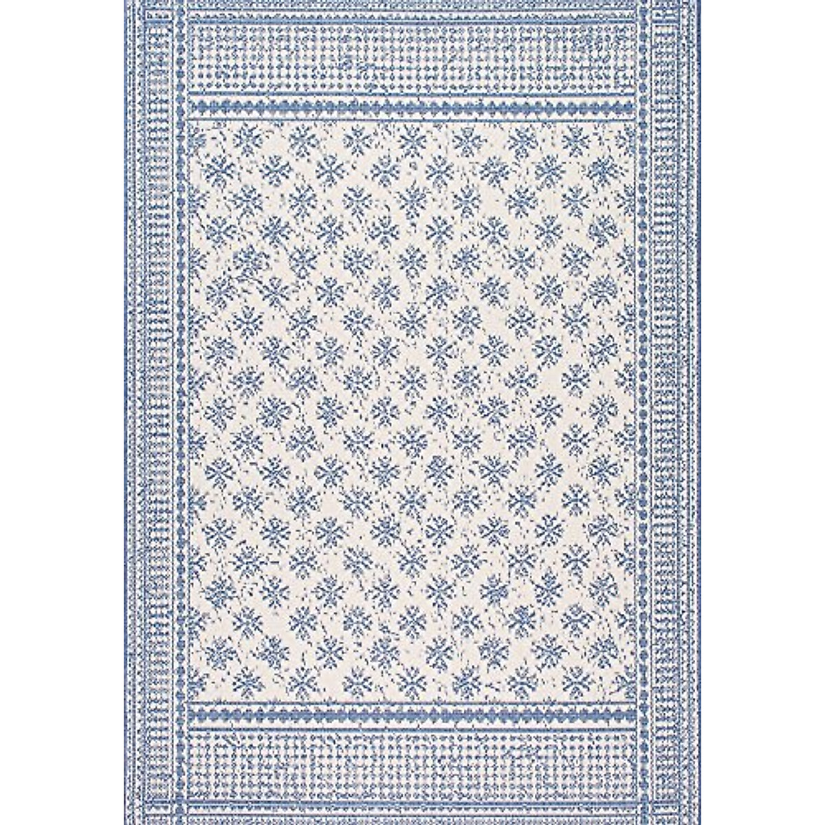 nuLOOM Rana Border Indoor/Outdoor Area Rug, 5' 3" x 7' 6", Blue