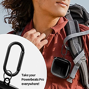 Powerbeats Pro Case Cover, Filoto Hard Case for Powerbeats Pro Wireless Earbuds Full Body Shockproof Protective Charging Case Skin with Keychain Accessories for Men Women (Black)