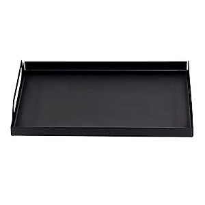 JPCRAFT Metal Tray Organizer with Handles for Bathroom Storage Kitchen Coffee Cups, Black, 11.8 by 7.8-inch