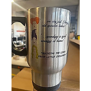 Creator's Cove Hocus Halloween novelty travel coffee mug stainless steel, Winifred Mary Sarah Sanderson sisters decor movie merchandise funny quotes cups, All Hallows eve Samhain, Dani Dennison