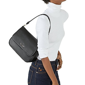 kate spade handbag for women Staci Saffiano Leather Flap Shoulder Bag, Black